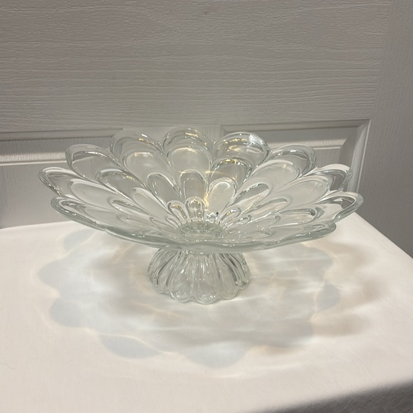 Art | Vintage Pedestal Footed Clear Frosted Scalloped Glass Fruit Deco ...